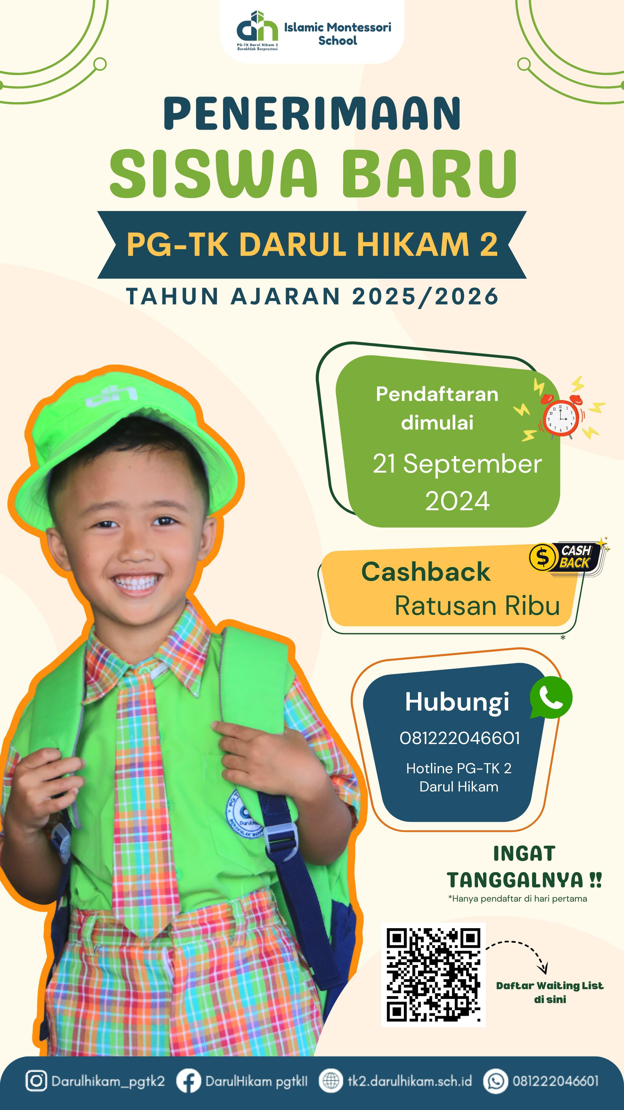 Penerimaan Siswa Baru Tahun Ajaran 2025-2026 | TK 2 Darul Hikam